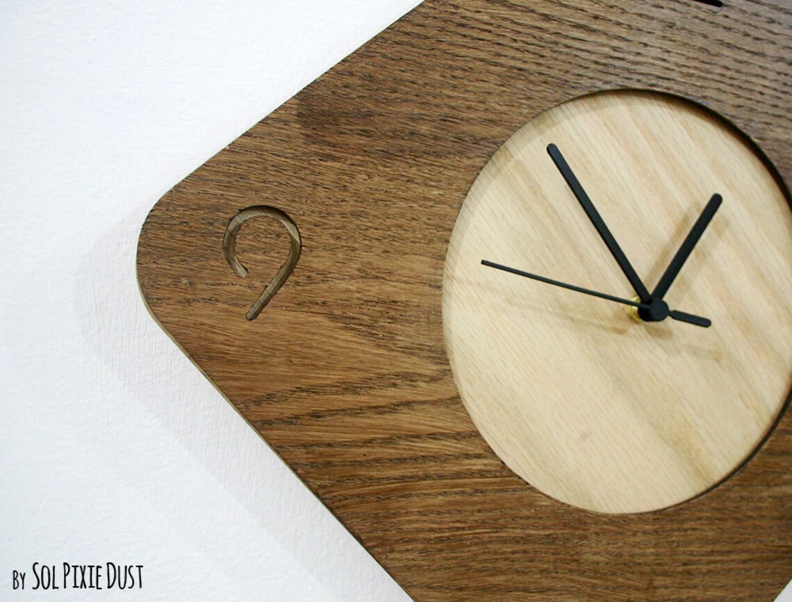 Wooden Simply Rhombus Wood Wall Clock - Etsy