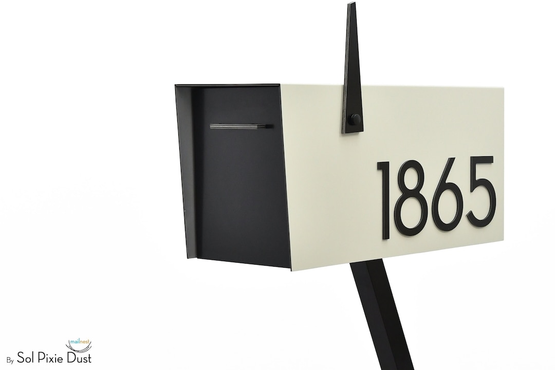Contemporary Post Mounted Mailbox - Aluminum Ivory White Body and ...