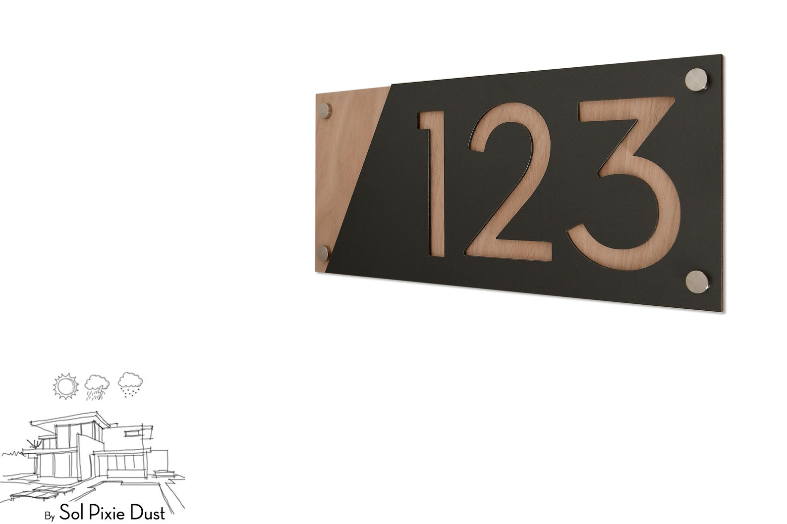 Modern House Numbers Rectangle Metallic Gray Aluminum With - Etsy