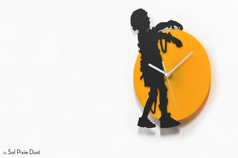 Cartoon Zombie Silhouette Wall Clock Yellow & Black - Etsy