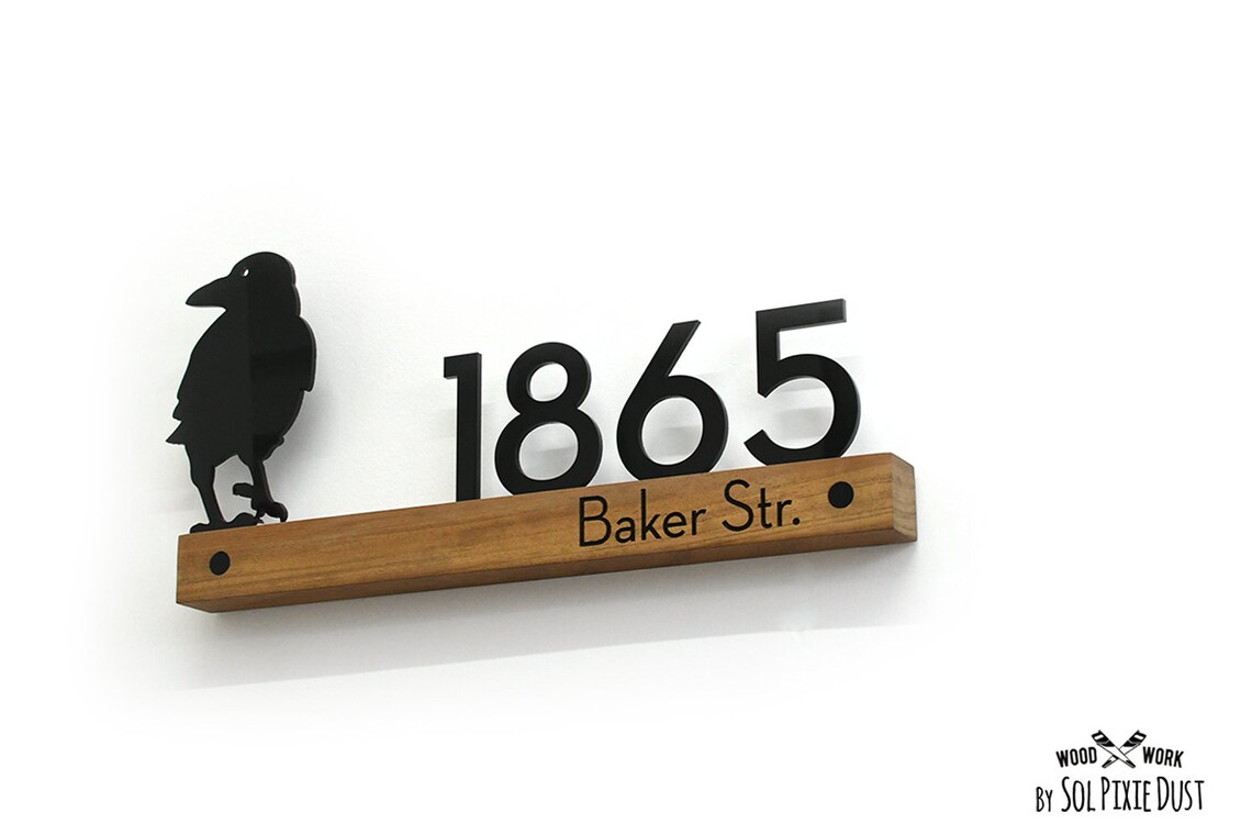 Modern House Numbers - Raven Wooden & Acrylic Signs - African Teak ...