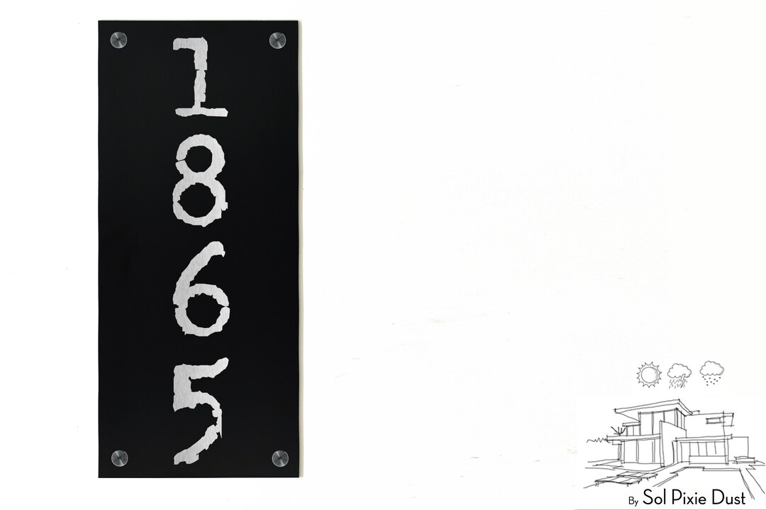 Modern House Sign Vertical With Black Aluminum (ACP) and Silver Fiber ...