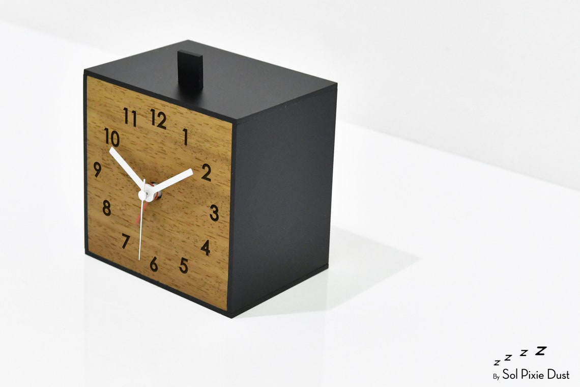 Modern Alarm Clock Solid Wood Square Analog Silent No - Etsy