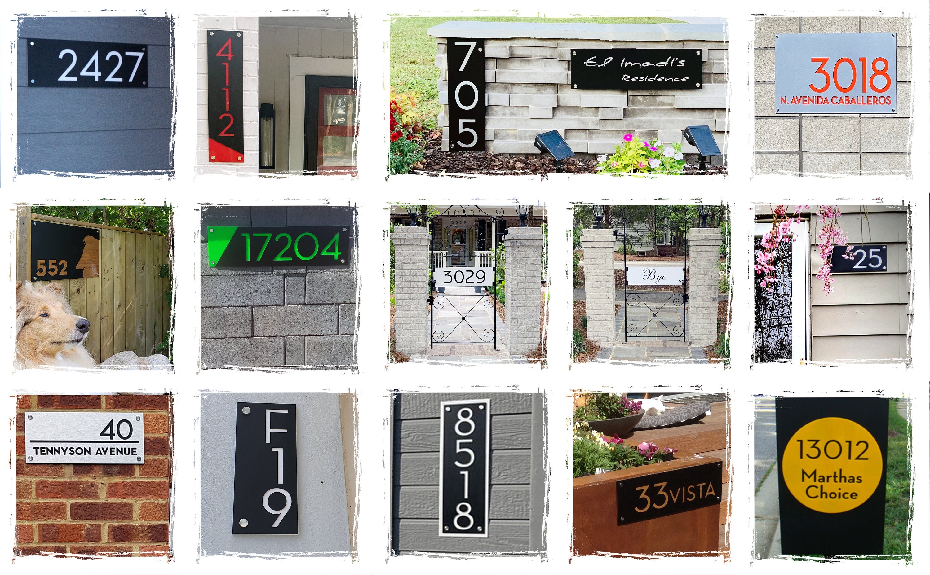 Modern House Numbers, Art Deco White Acrylic With Gray Acrylic Backing ...
