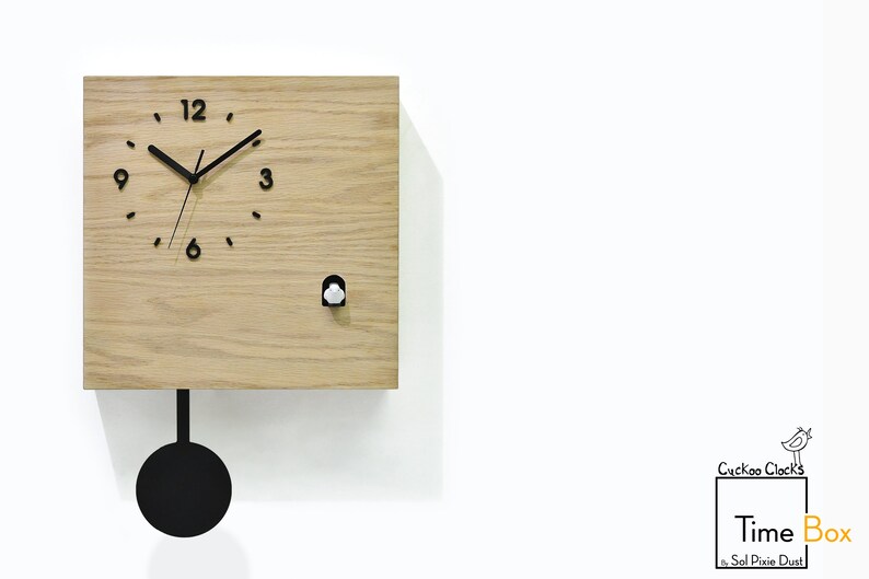 Modern Cuckoo Bird Time Box Clock Natural Wood Secret - Etsy