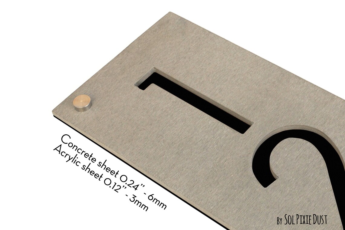Modern House Numbers Rectangle Concrete With Orange Acrylic - Etsy