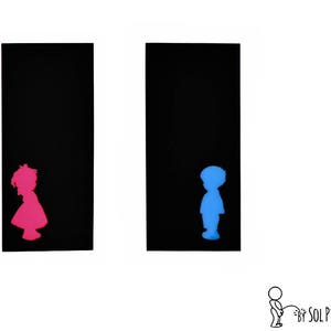 Boy and Girl Set of Two Bathroom Sign Modern Restroom Signs Funny WC ...