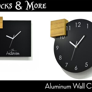 Simple Modern Black Aluminum (ACP) Circle Wall Clock With Solid Wooden ...
