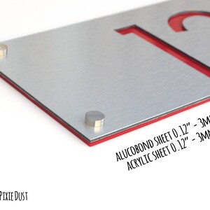 Modern House Numbers, Alucobond With Red Acrylic - Vertical 2 ...