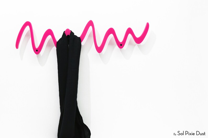Modern Decorative Wall Hook, Pink Zick - Zack, Coat Rack - Wall Mount ...