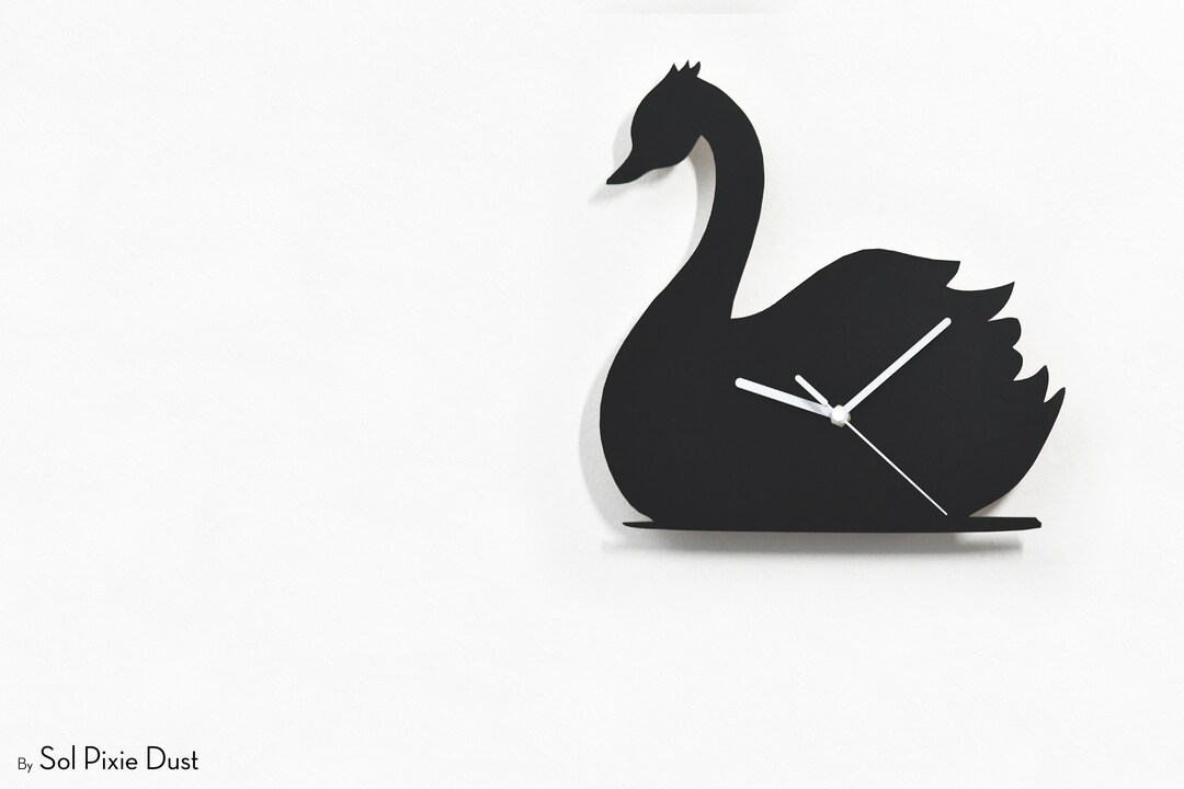 Swan Silhouette Wall Clock Swan Wall Decor Kids Room - Etsy