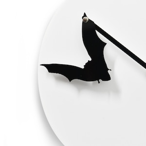 Unique Minimalist Wall Clock - Black & White With Hanging Bat - Wall ...