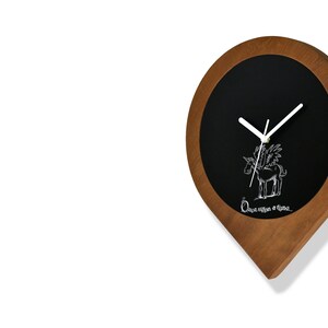 Pin Wall Clock - Solid Iroko Wood - Black Aluminum Fiber Laser ...