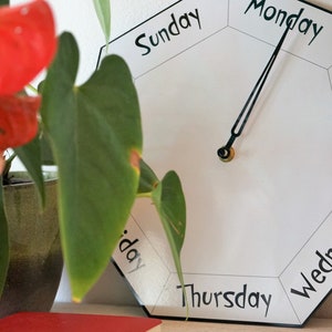 Day of the Week Clock - Heptagon Blue Wall Clock - Week Clock - Fun ...
