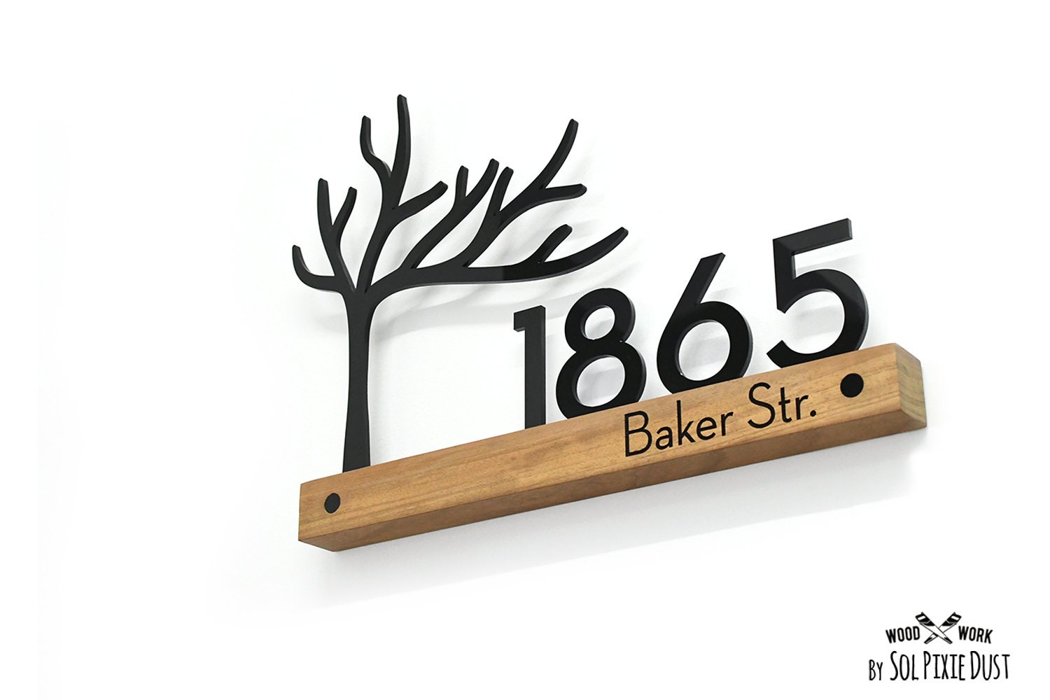Modern House Numbers Tree 02 Wooden & Acrylic Signs | Etsy