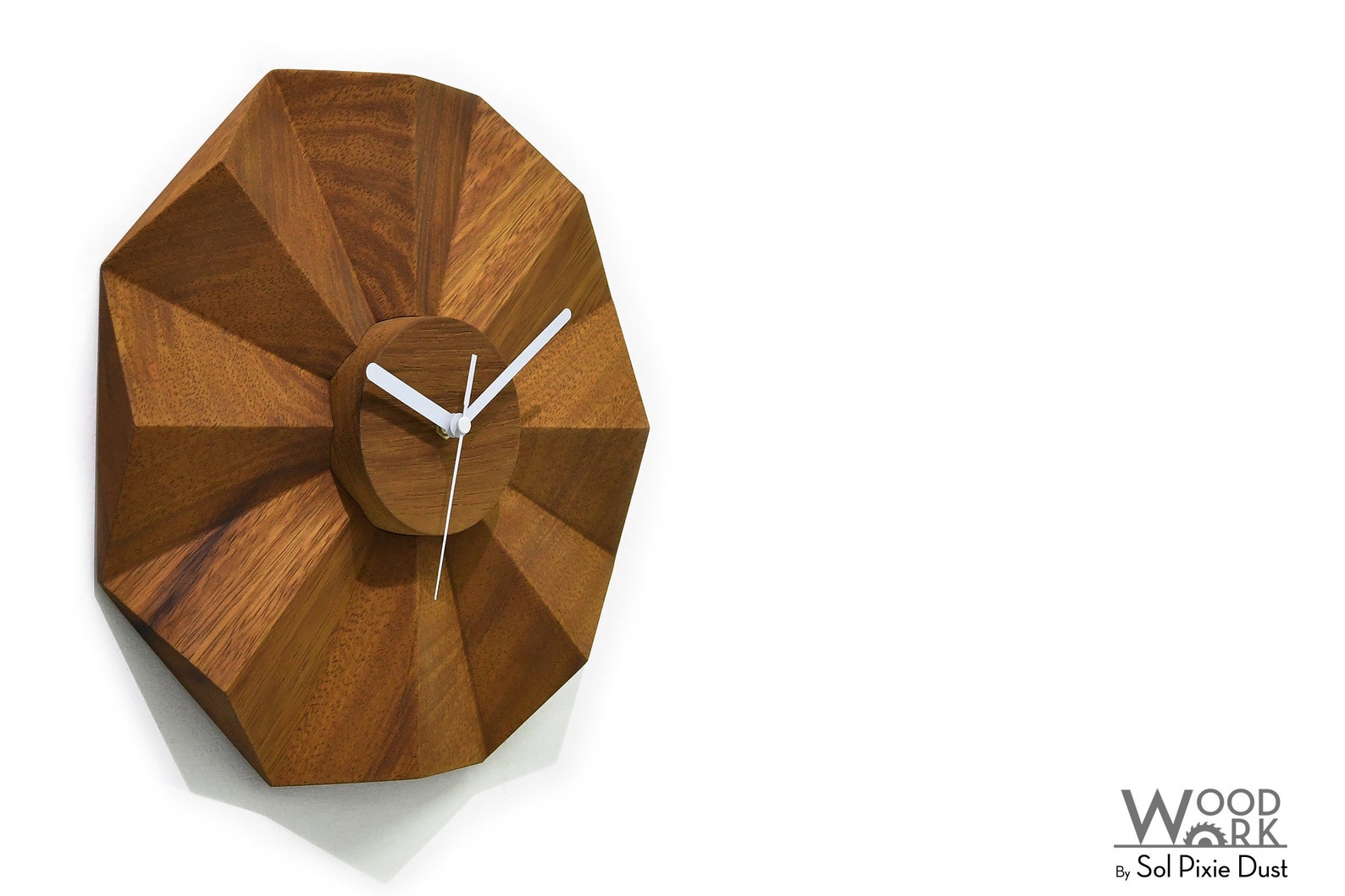 3D Daisy Clock Solid Wooden Wall Clock Massive Wood Iroko - Etsy