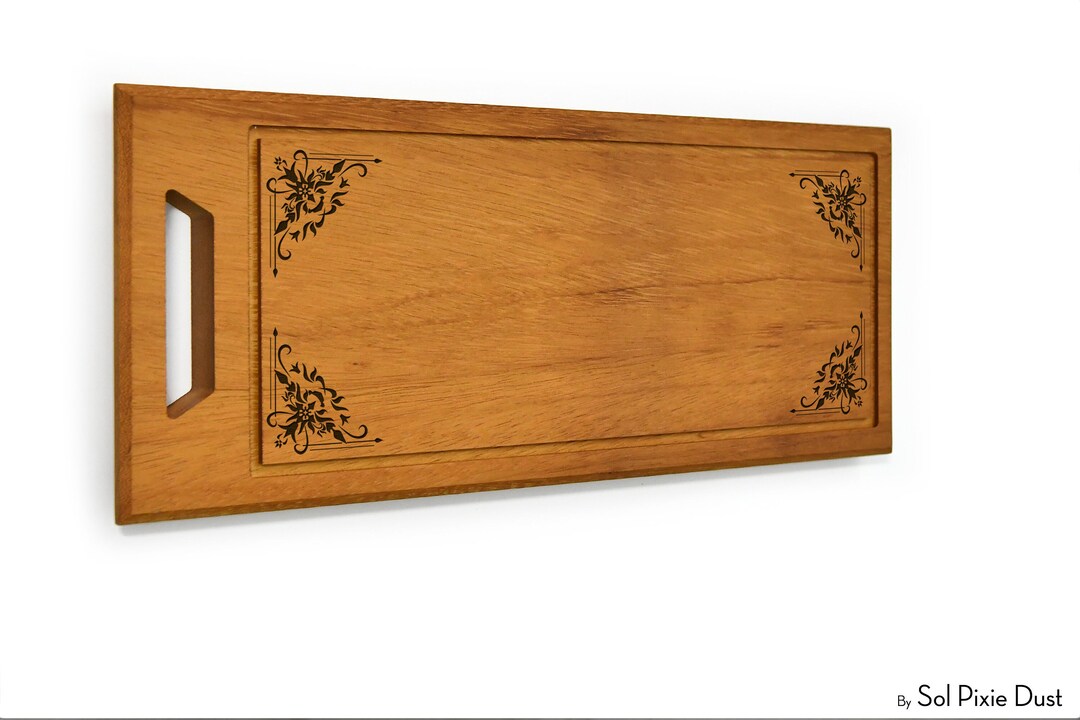 Rectangular Wooden Chopping Board - Handle - Iroko (african Teak) Wood ...