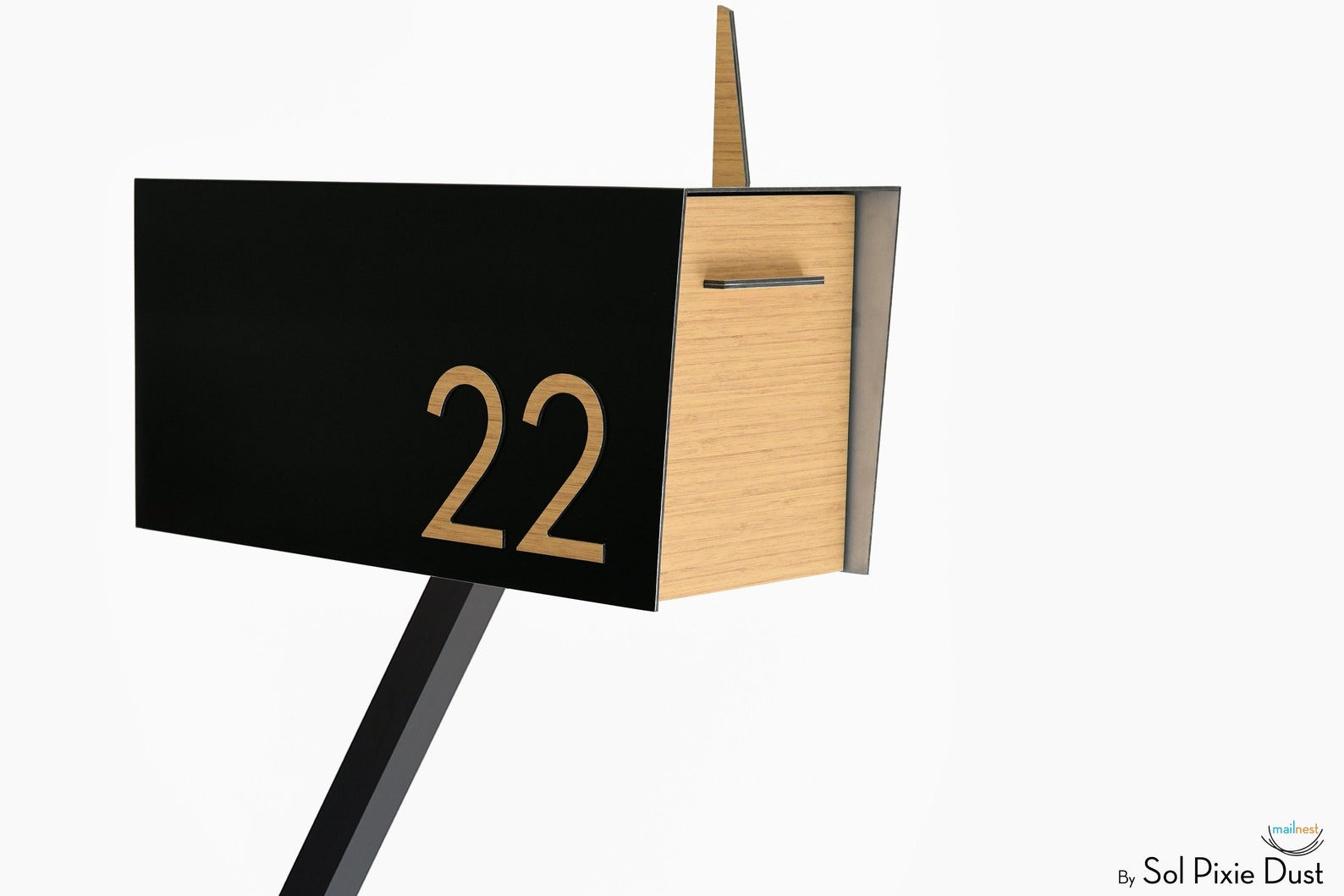 Contemporary Post Mounted Mailbox, Aluminum Black Body and Aluminum ...