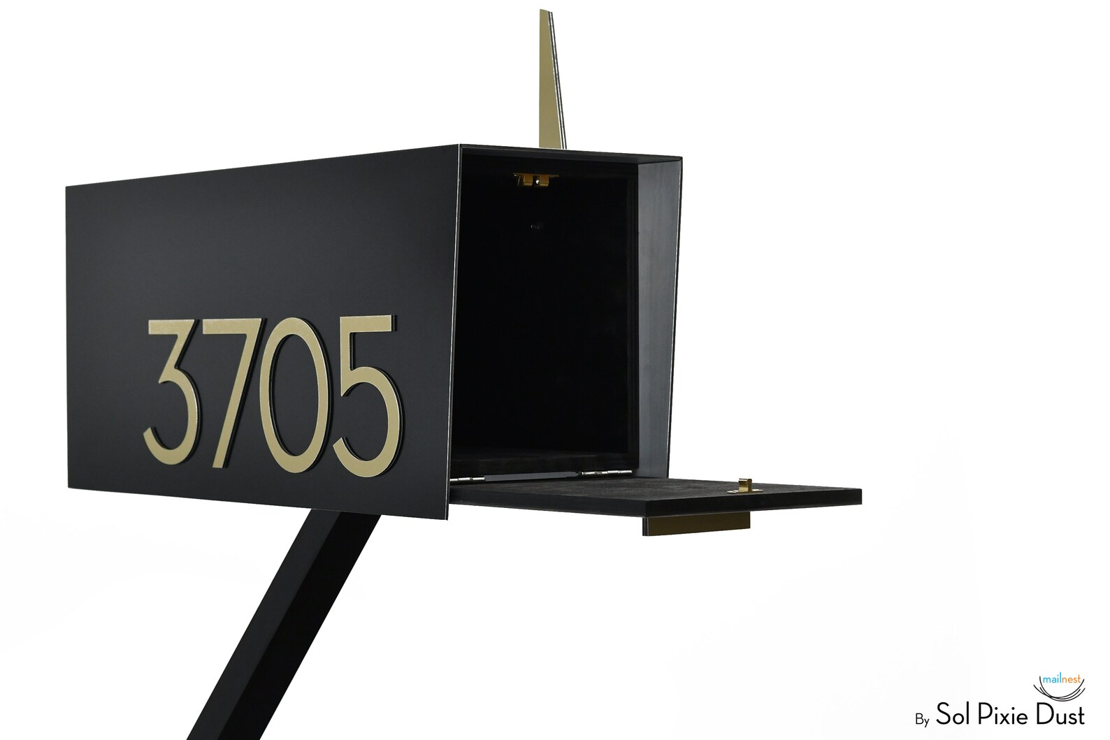 Contemporary Post Mounted Mailbox Aluminum Black Body and - Etsy