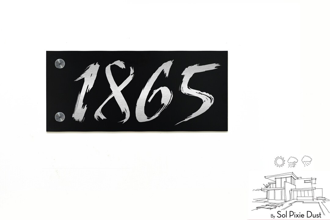 Modern House Sign Small With Black Aluminum (ACP) and Silver Fiber ...
