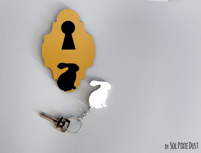 Alice Key Holder Wonderland Rabbit Silhouette Key Chain - Etsy