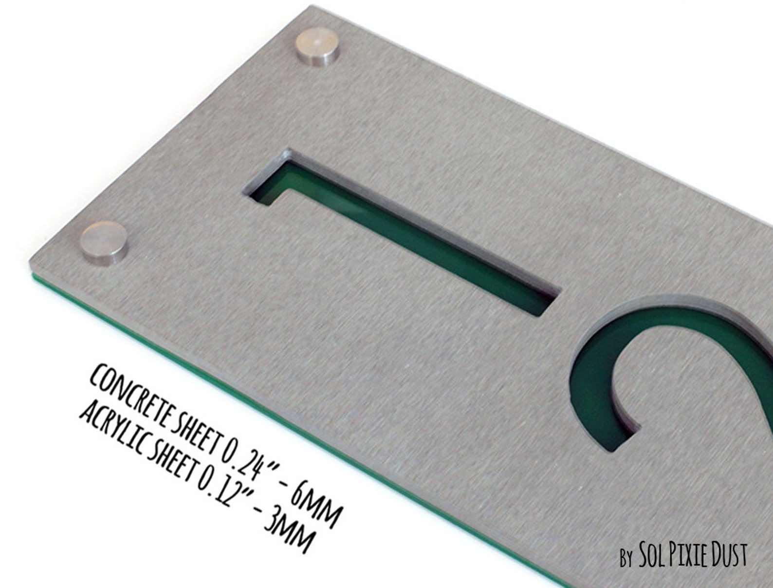 Modern House Numbers Concrete With Green Acrylic Vertical - Etsy