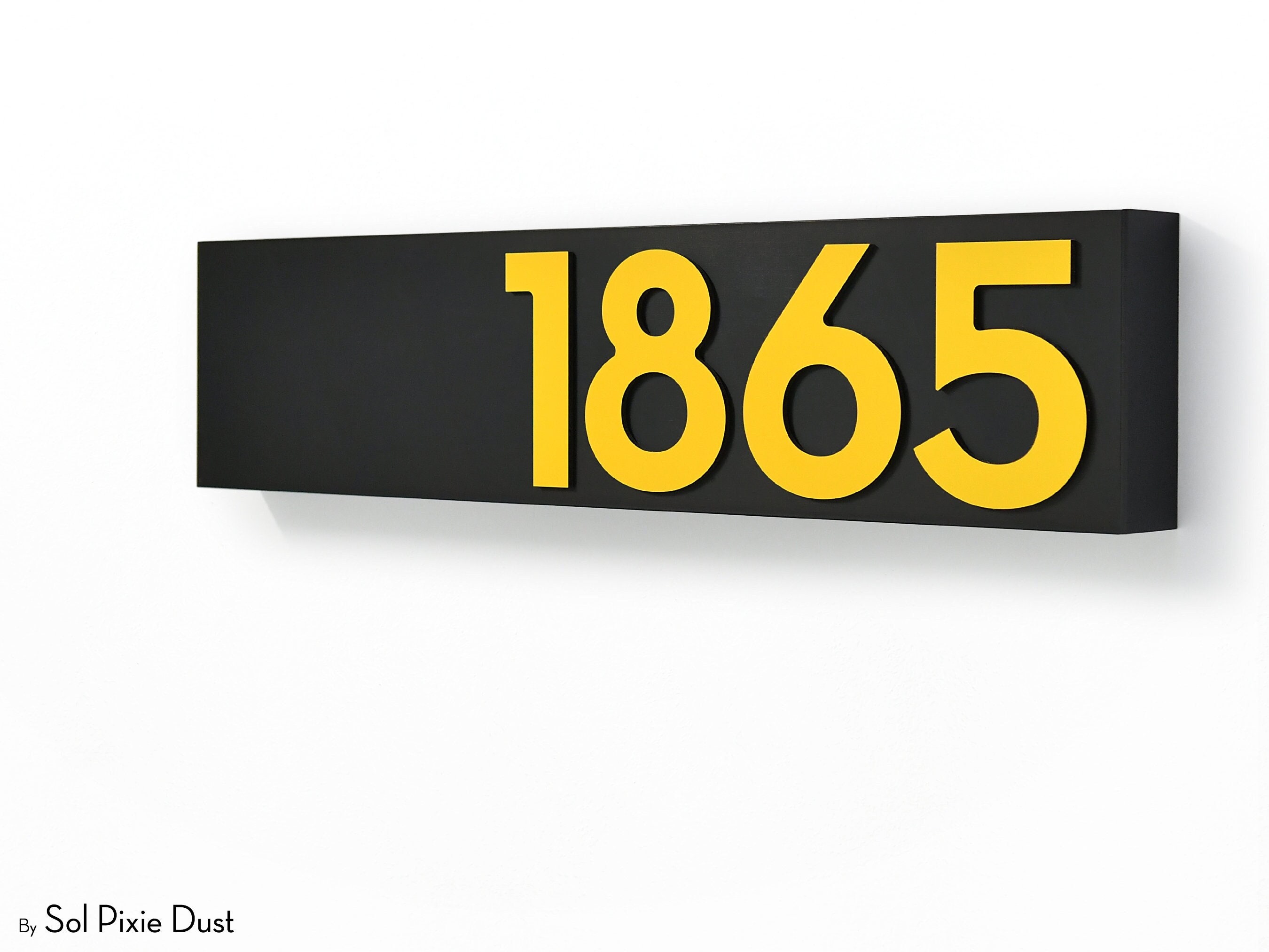 Modern House Numbers - Aluminum Hollow Bar Rectangle - Black With ...