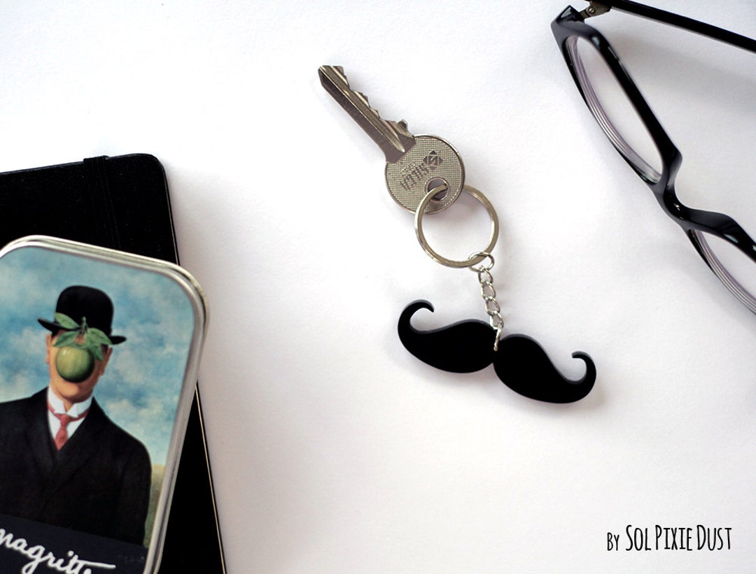 Keyring - Hipster Moustache Silhouette - Etsy