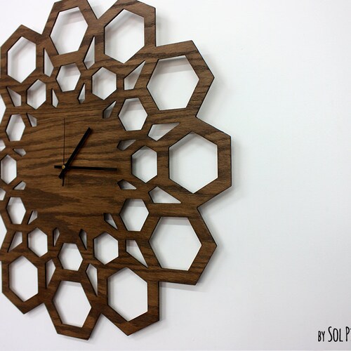 Huge Wooden Geometrical Star Silhouette Wooden Wall Clock - Etsy