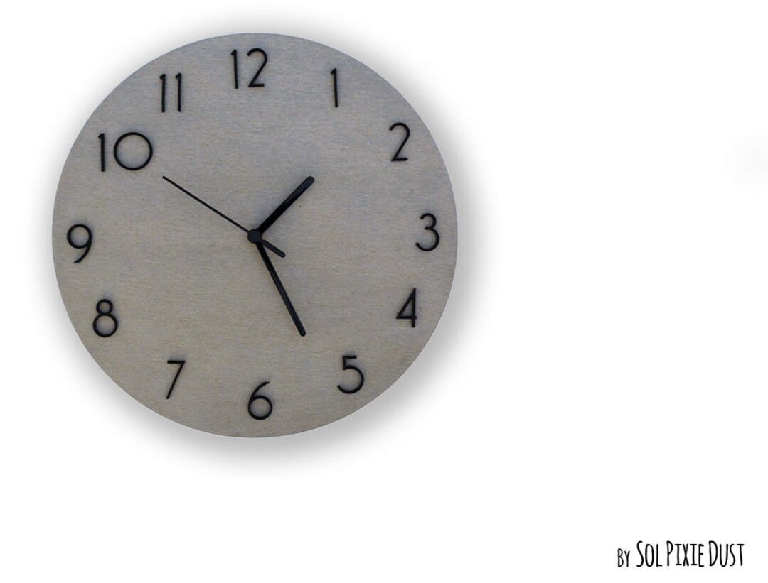 Concrete Circle With Black Acrylic Numbers TYPE 1 Wall Clock Modern ...