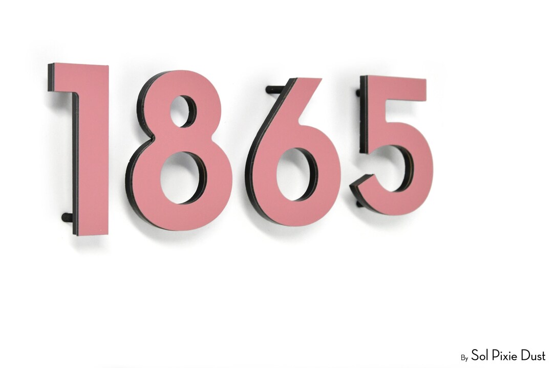Modern House Numbers Letters Pink Aluminum Mailbox Numbers - Etsy