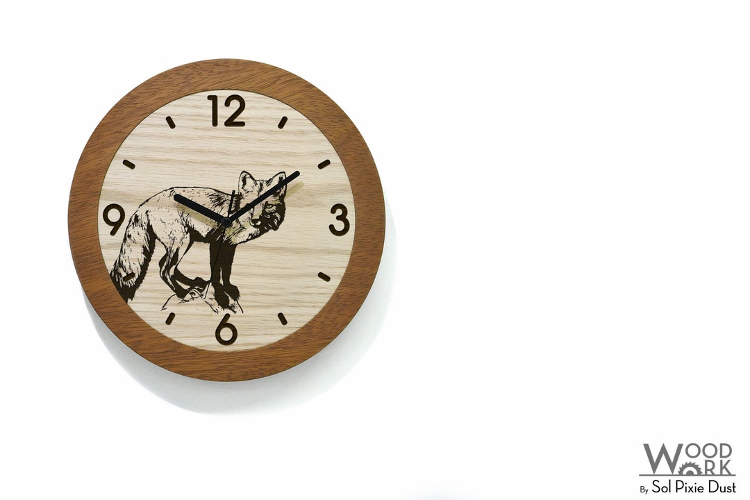 Wooden Round Clock Face - Laser Engraved - Simple Solid Wood Clock ...