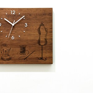 Solid Wood Wall Clock Tailoring Wood Laser Engraved - Etsy