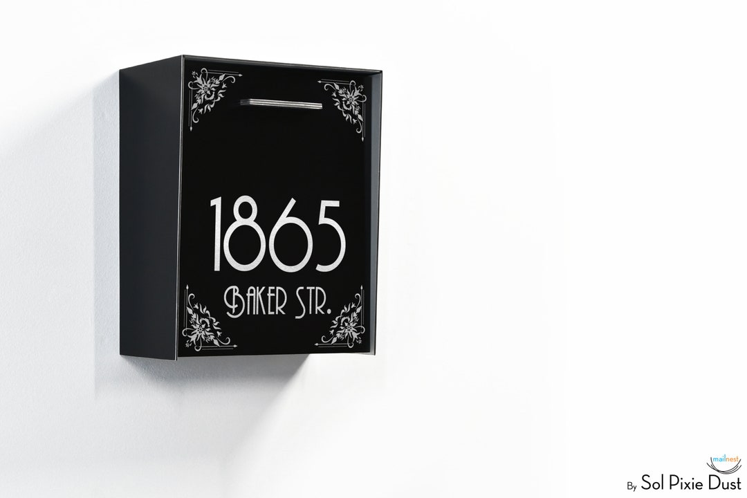Black Aluminum (ACP) Mailbox With Silver Fiber Laser Engrave Modern ...