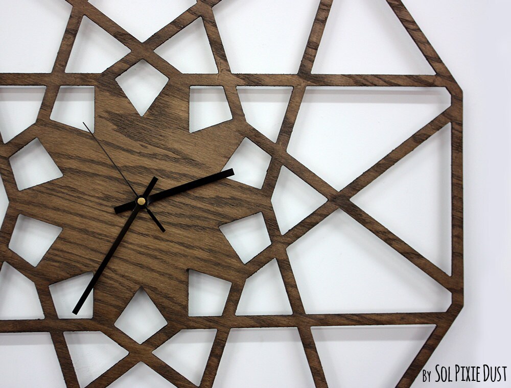 Wooden Geometrical Star Silhouette Wooden Wall Clock - Etsy