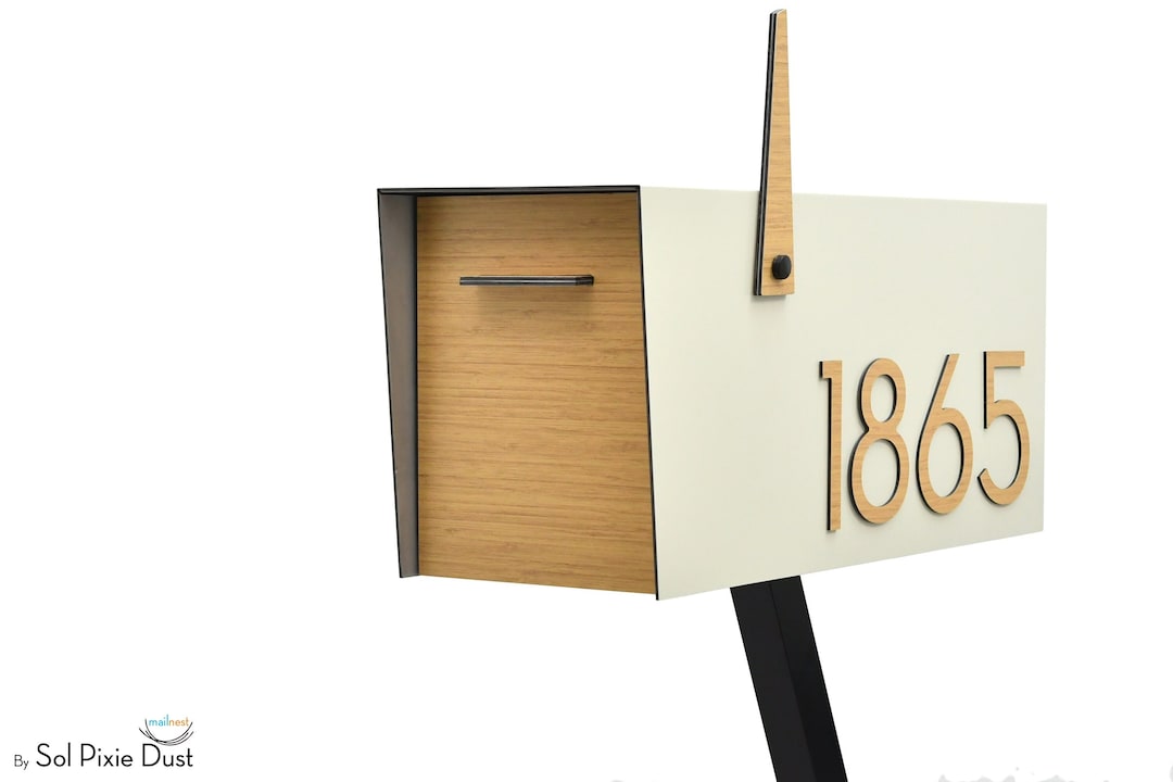 Contemporary Post Mounted Mailbox - Aluminum Ivory White Body and ...