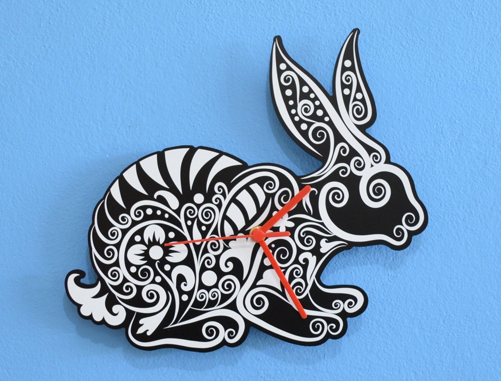 Tribal Rabbit Wall Clock | Etsy