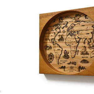 World Map in Wooden Frame Modern Wooden Frame Made With African Teak ...