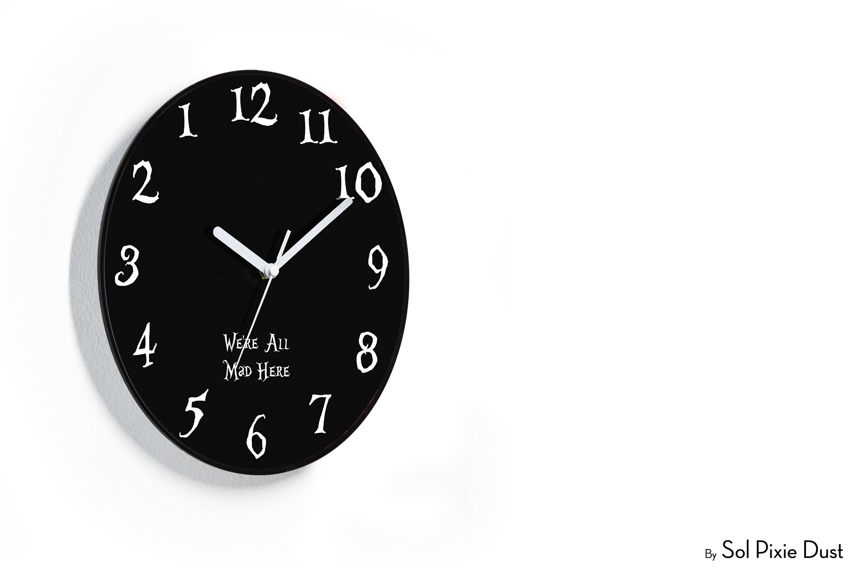 Reverse Wall Clock - Round Black Funny Clock - Backwards Running Time ...
