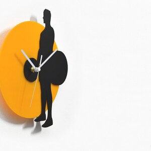 Weightlifter Silhouette Wall Clock - Yellow & Black Silhouette - Sport ...