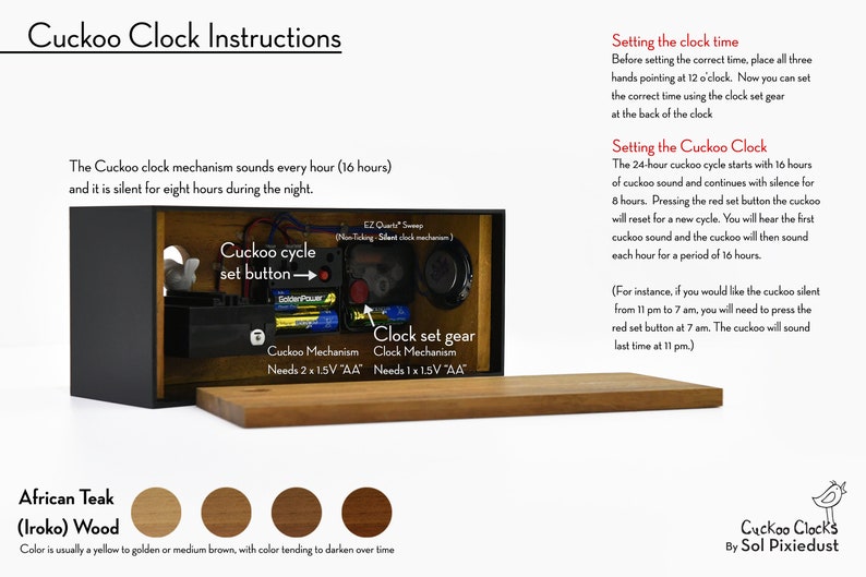 Modern Cuckoo Bird Clock Solid Wood Wooden Wall / Table - Etsy