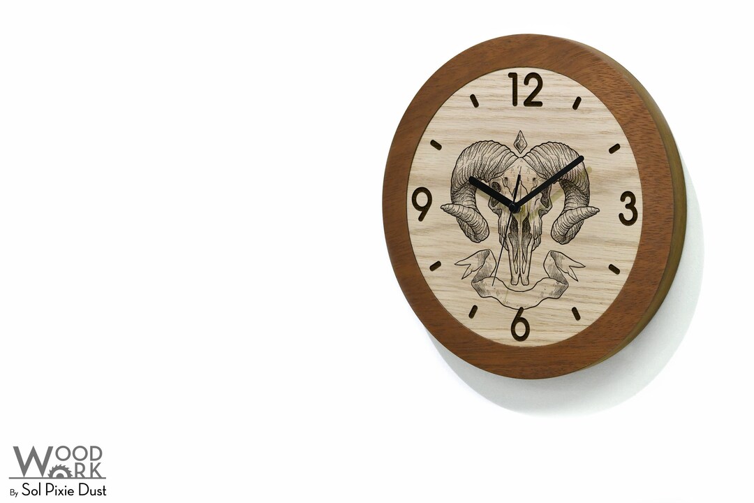 Wooden Round Clock - Laser Engraved - Wood Clock - Minimalist Wooden ...
