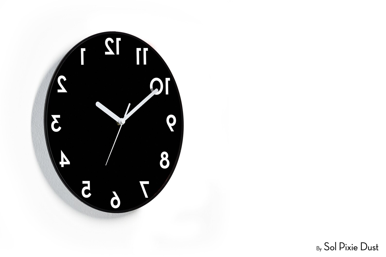 Reverse Wall Clock Round Black Funny Clock Backwards - Etsy