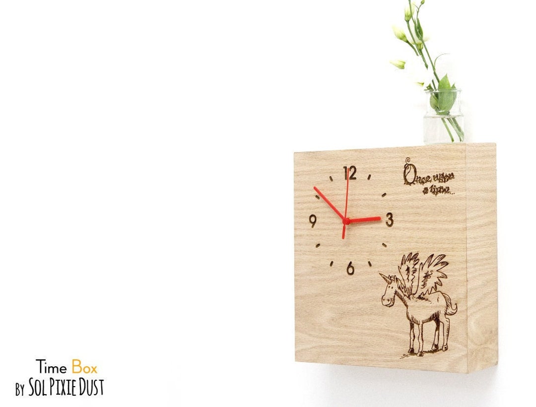 Wooden Time Box Clock - Secret Compartment - Natural Wood - Laser ...