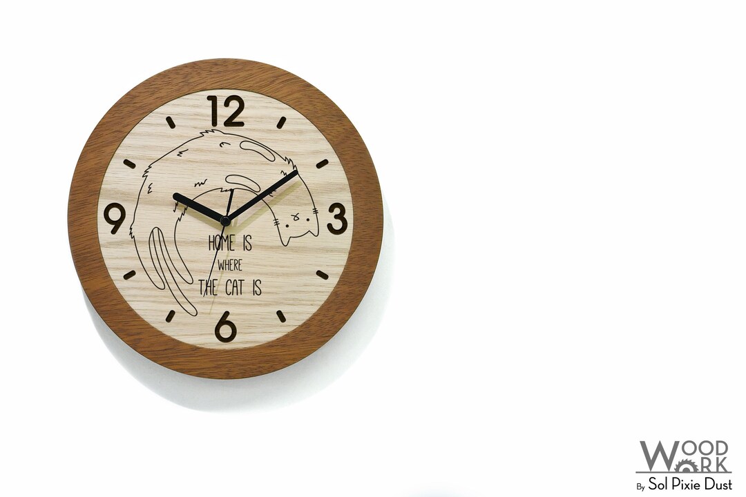 Wooden Round Clock Face - Laser Engraved - Simple Solid Wood Clock ...