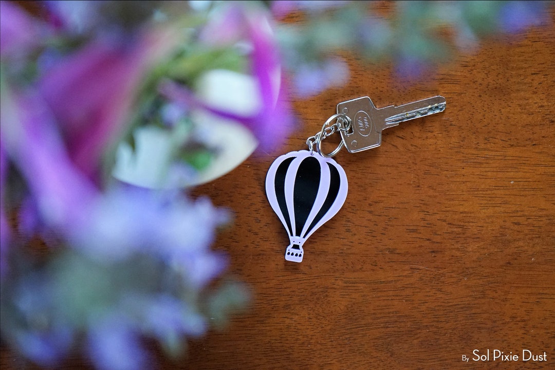 Hot Air Balloon Silhouette Key Chain - Cute Balloon Bag Charm - Zipper ...