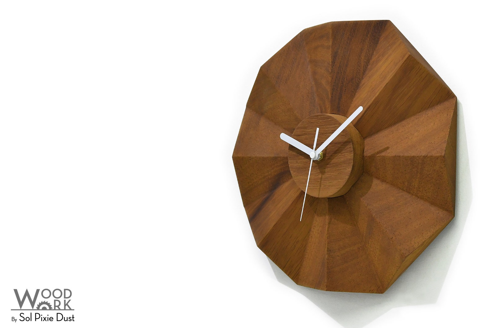 3D Daisy Clock Solid Wooden Wall Clock Massive Wood Iroko | Etsy