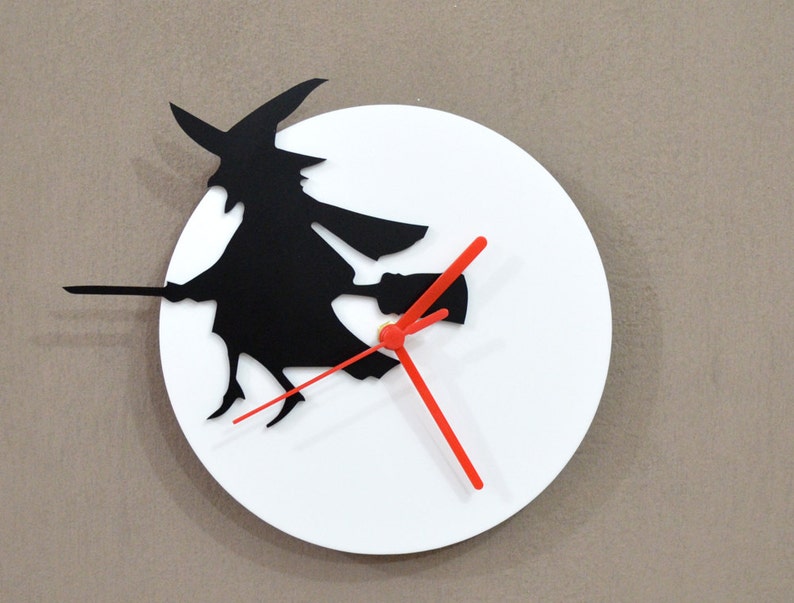 Halloween Witch Black & White Silhouette Wall Clock - Etsy