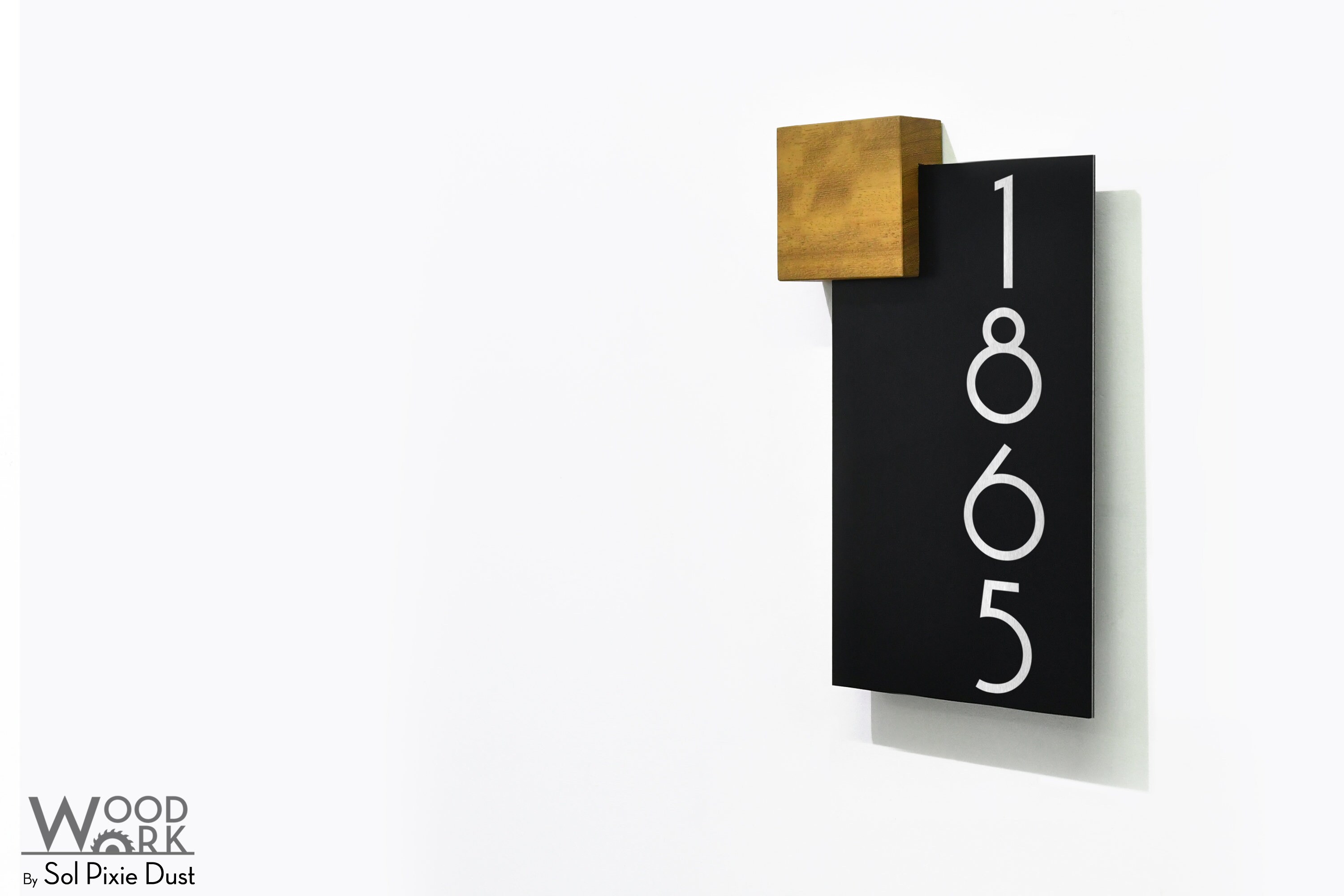 Modern Wall Hanging Number Sign - Black Aluminum (ACP), Fiber Laser ...