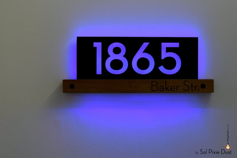 Modern House Numbers LED Light 5V or 12V Iroko Wood & - Etsy